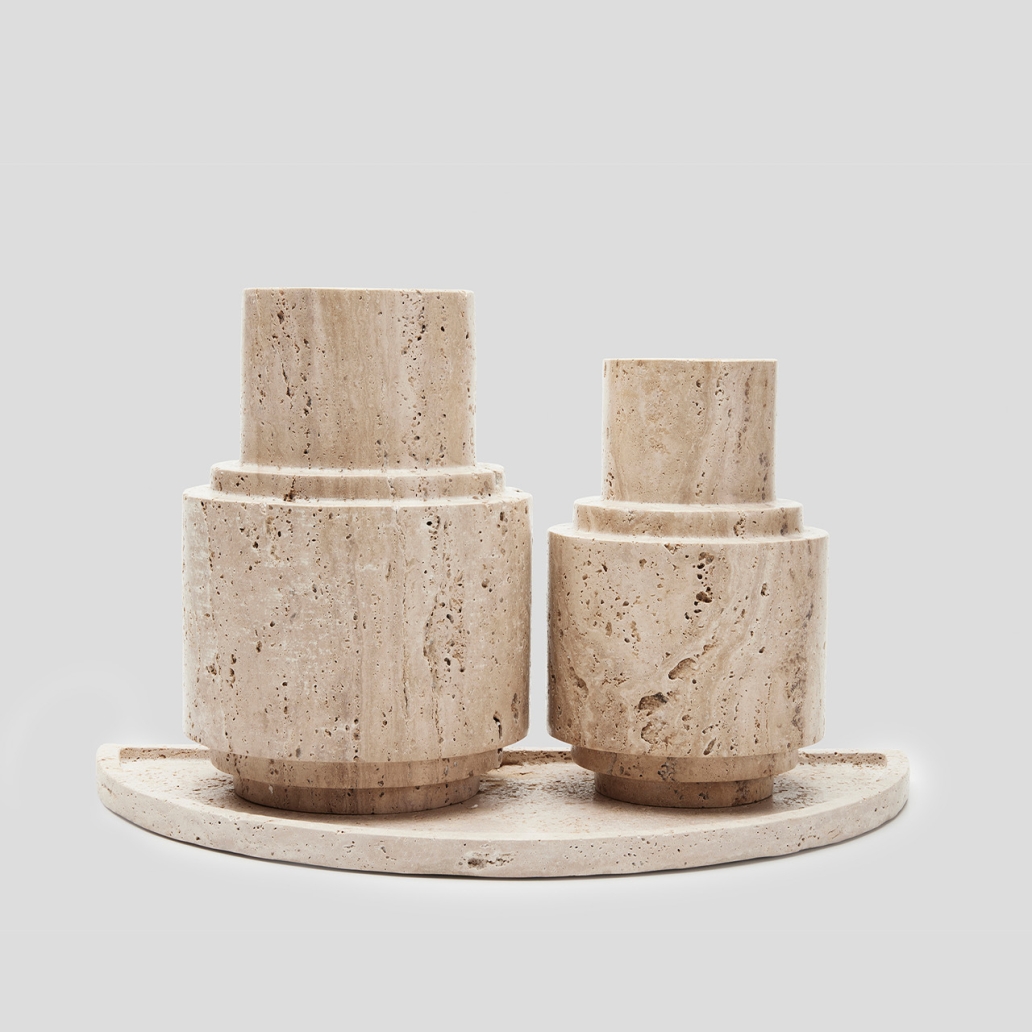 Pillar Vase Travertine - The Foundry